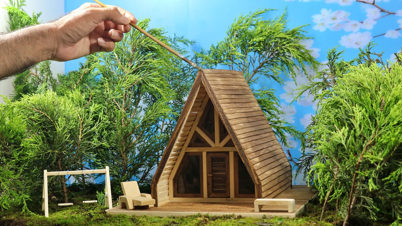 Making Dream Wooden Mini House Model With The Simplest Features | Full ...