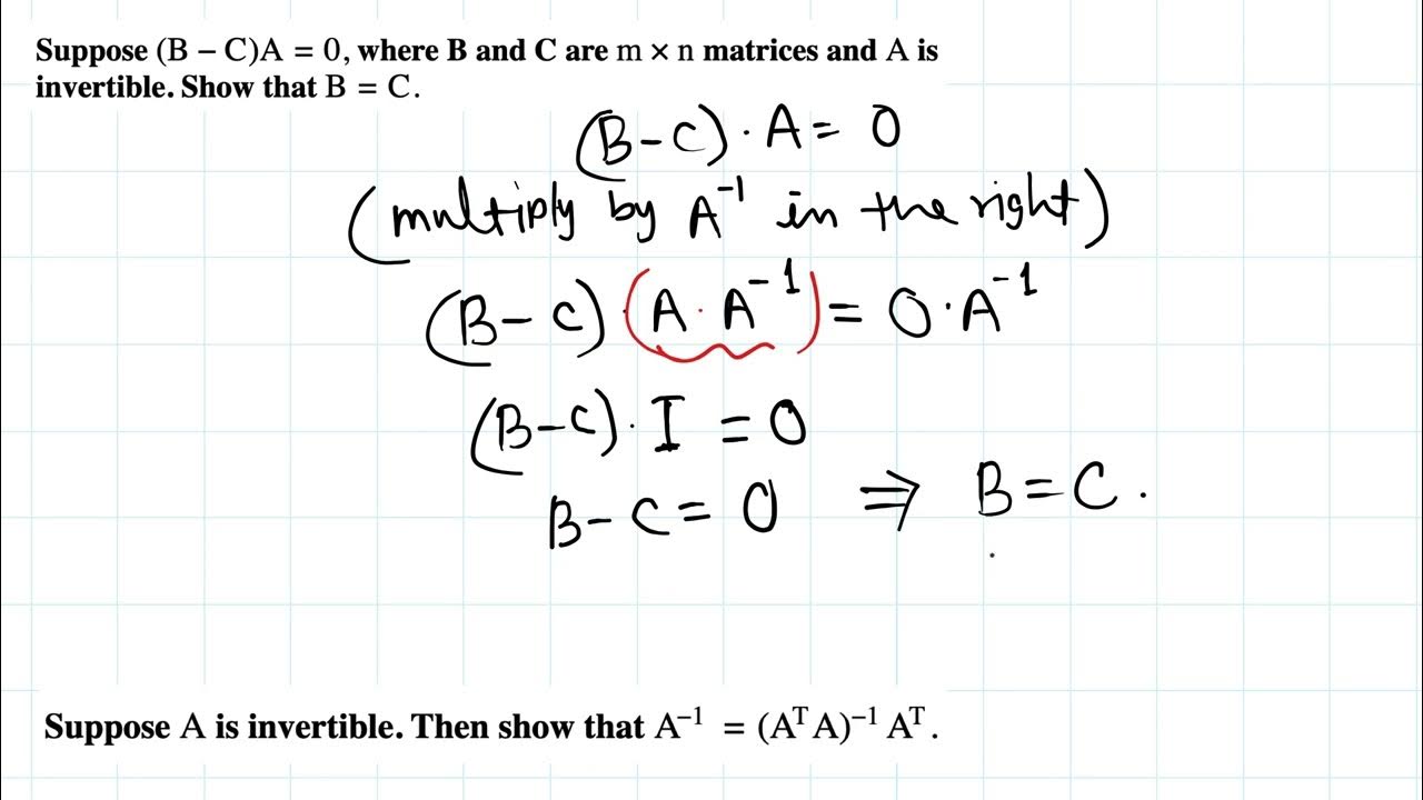 Linear Algebra: Matrix and its inverse proofs (easy) - YouTube