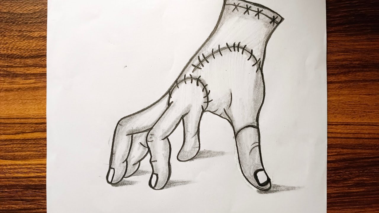 Wednesday Addams hand Sketch Drawing | Easy step by step Drawing ...