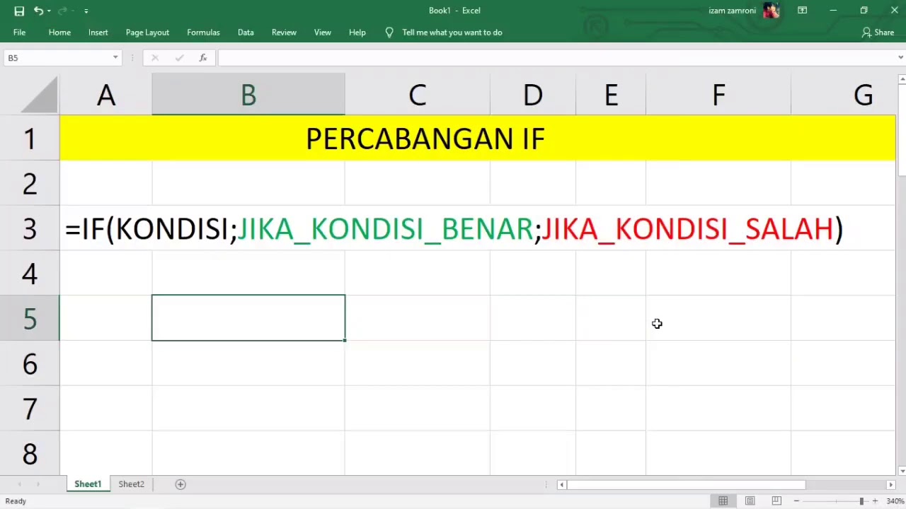Belajar Fungsi Percabangan IF Microsoft Excel - YouTube
