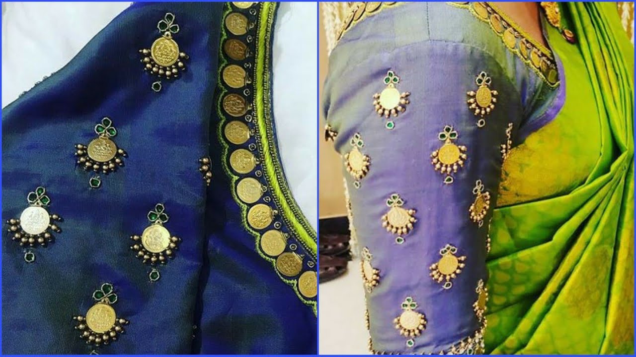 Coin work || Zardosi work || Maggam work using normal needle || Aari ...