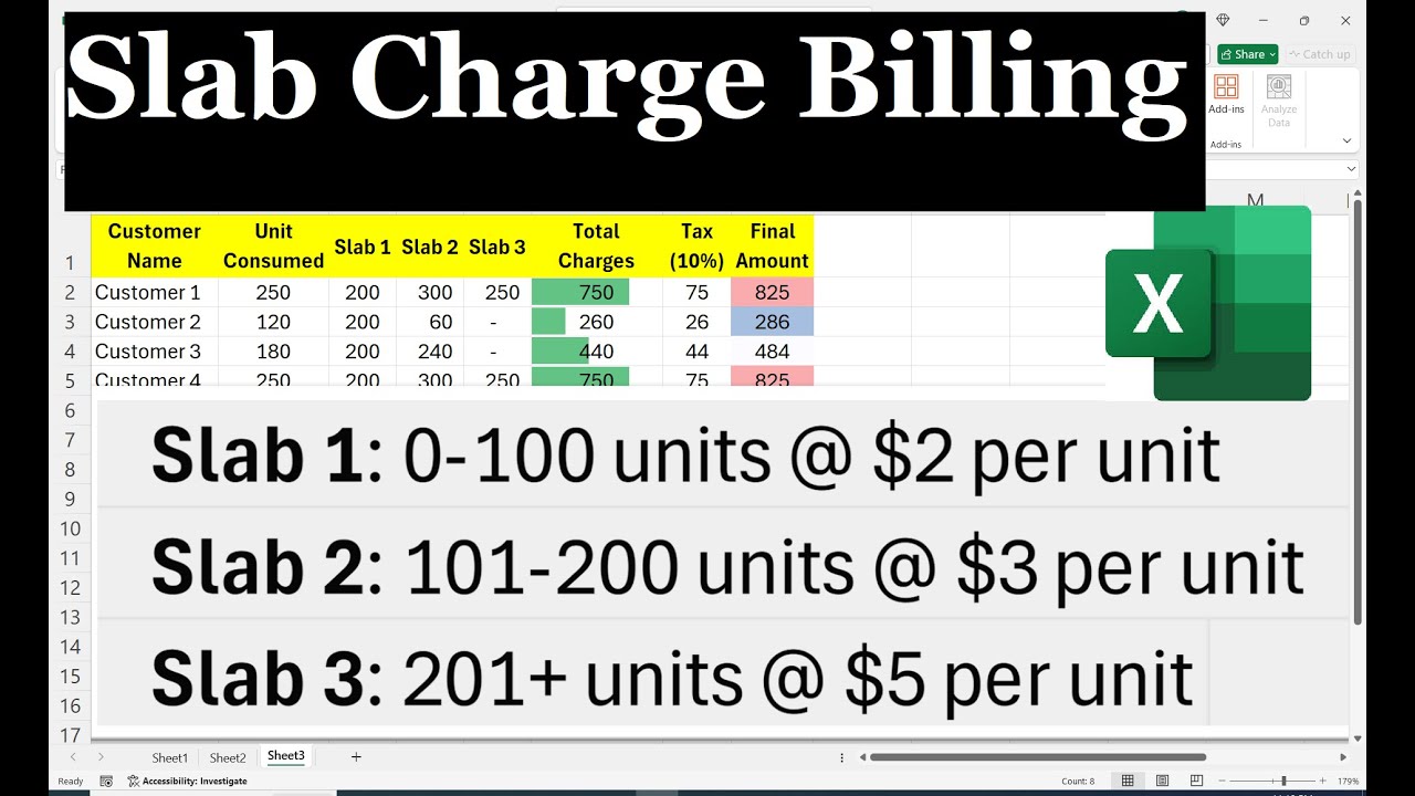 How To Calculate Master Excel Slab Charge Calculation | Advanced ...