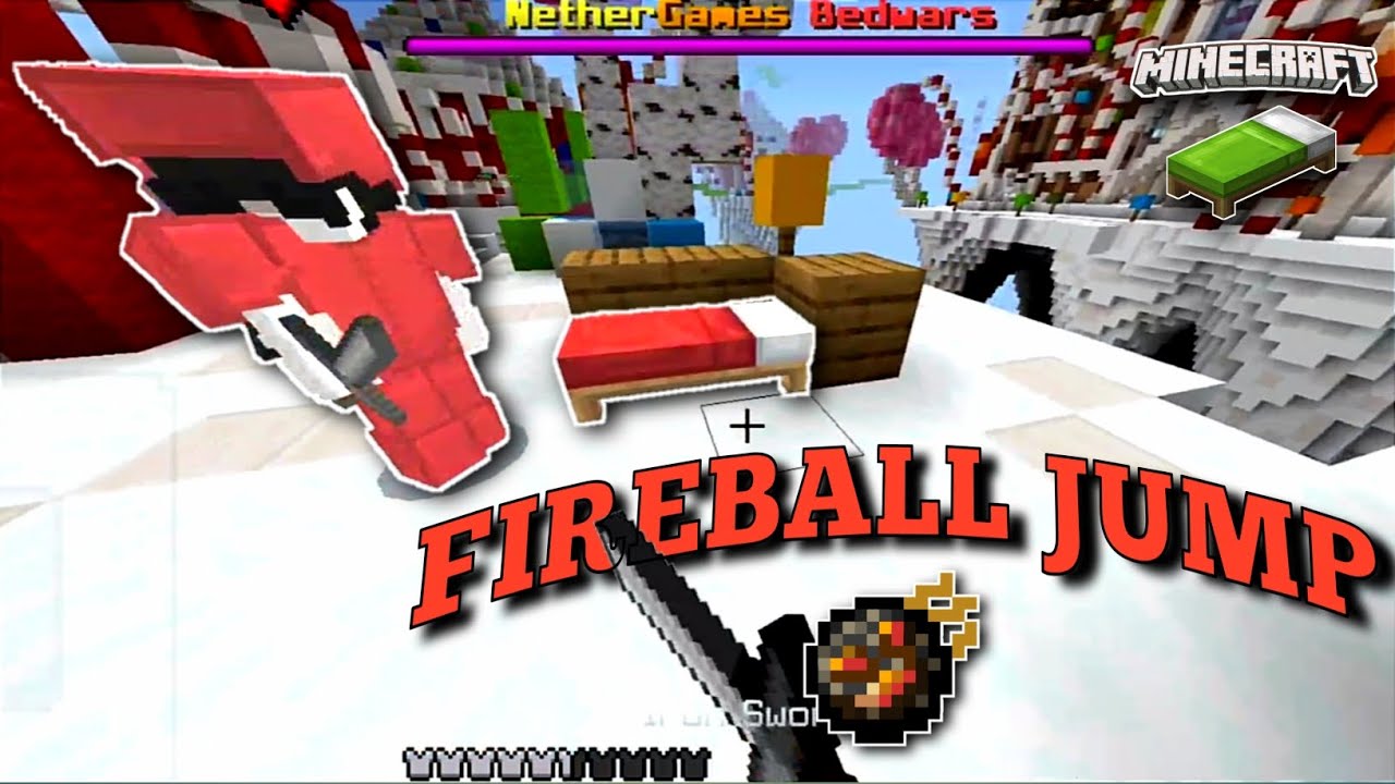 FireBall Jump🔥| Mcpe Nether Games BedWars Gameplay - YouTube