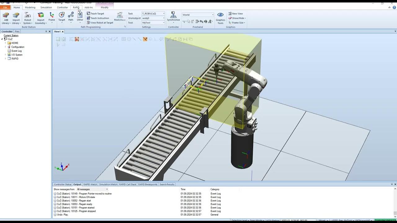 ABB Robotics Basic 1:ABB robot studio Conveyor Tracking - YouTube