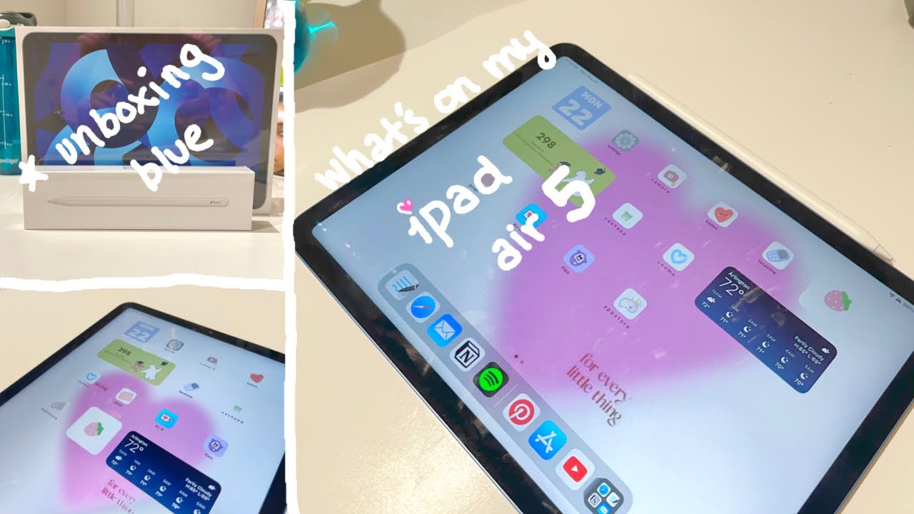 ipad air 5 blue unboxing, accessories and whats on my ipad # ...