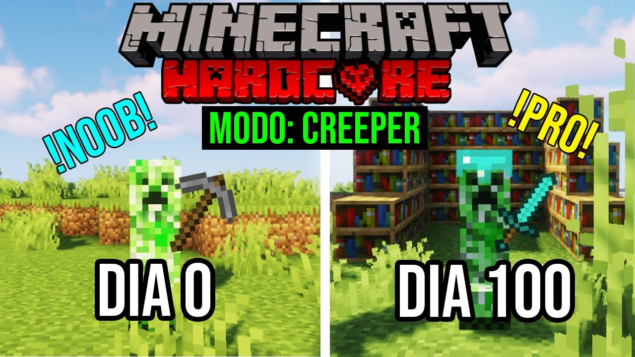 SOBREVIVÍ 100 DÍAS como un CREEPER en MINECRAFT HARDCORE (JUGUÉ 24 ...