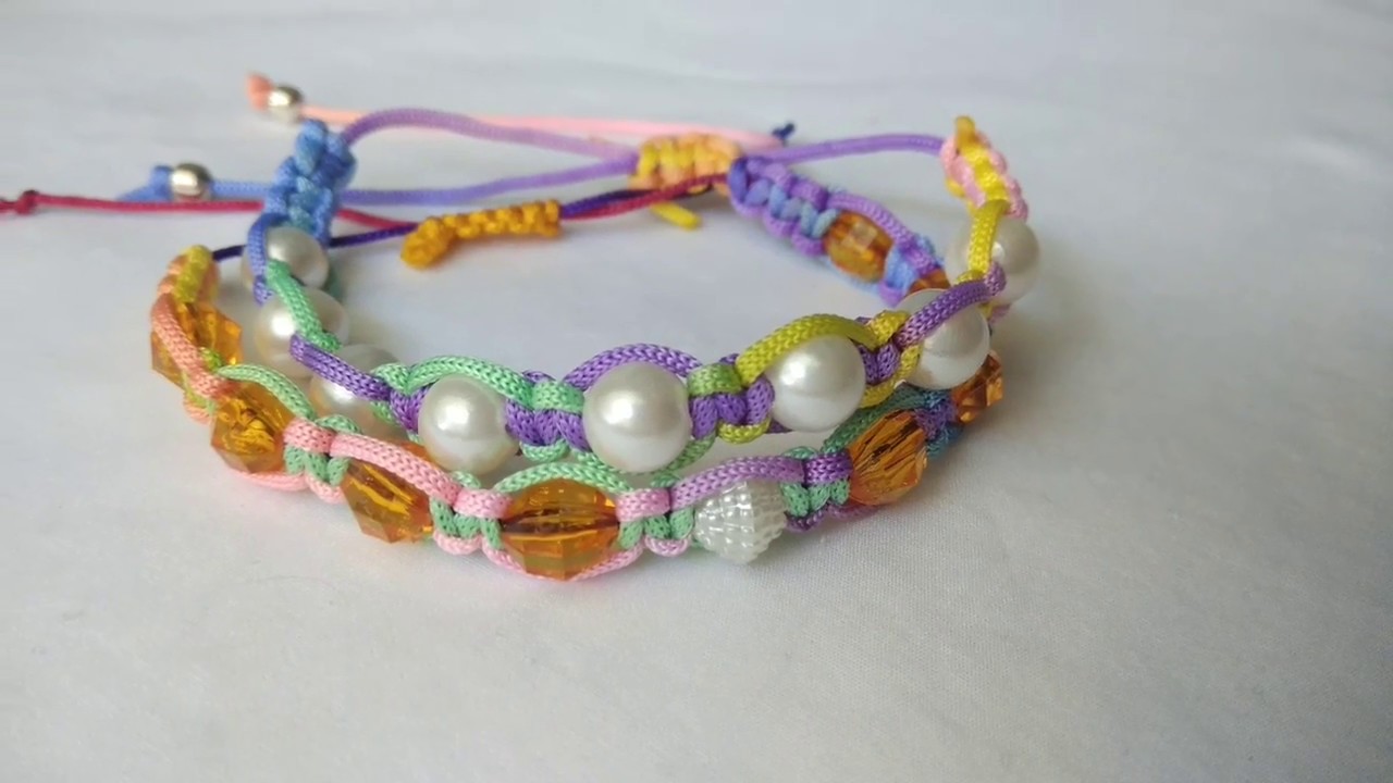 Diy Shamballa bracelet||how to make macrame square knot bracelet||CC ...