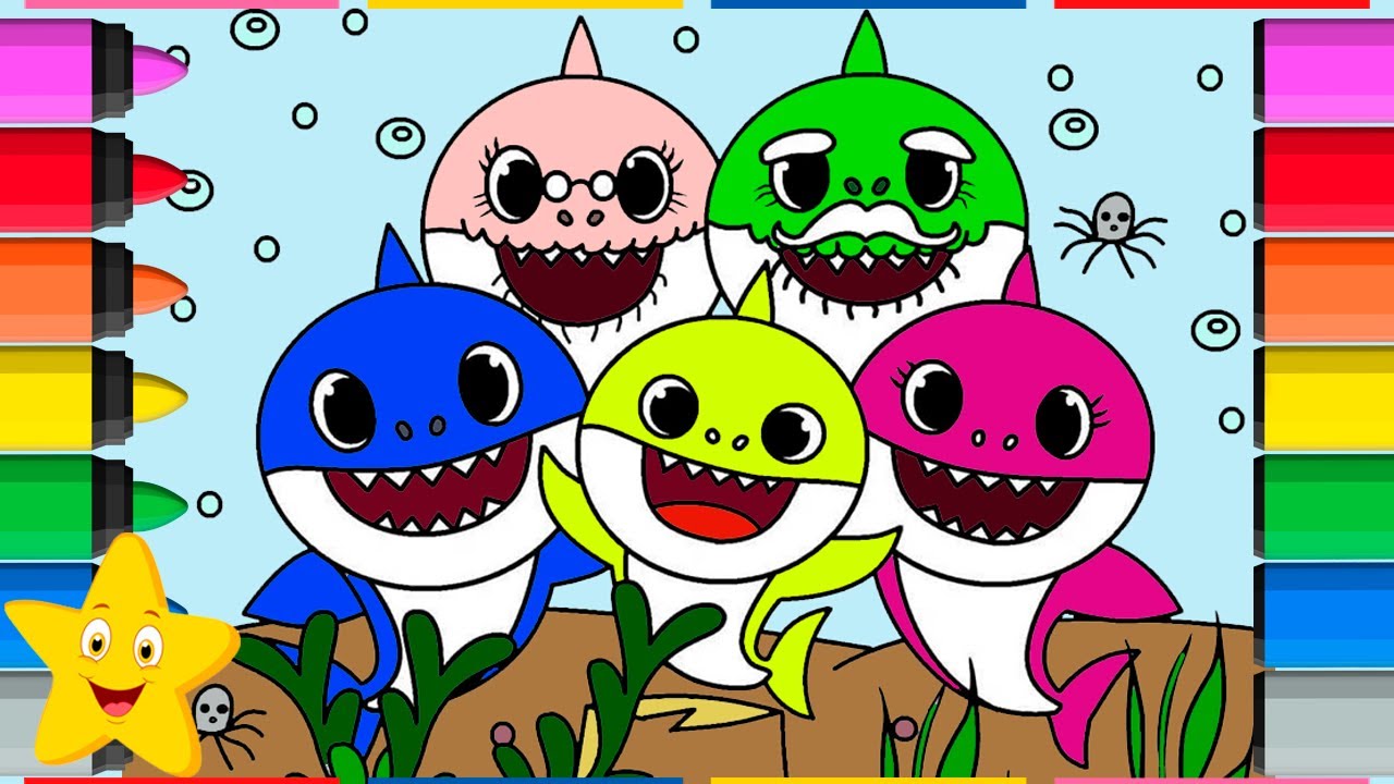 💙BABY SHARK COLORING PAGES! COLOR THE SHARK FAMILY🌊🦈 - YouTube