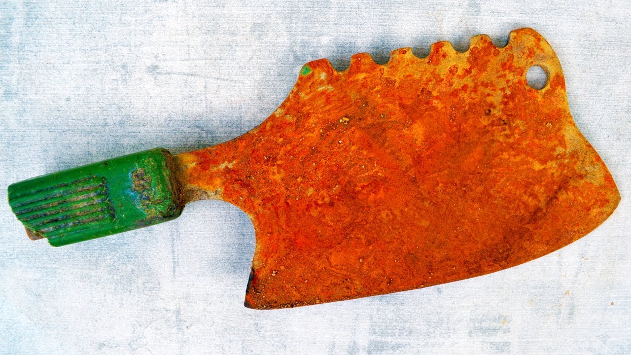 Old Rusty Butcher Cleaver Restoration - YouTube