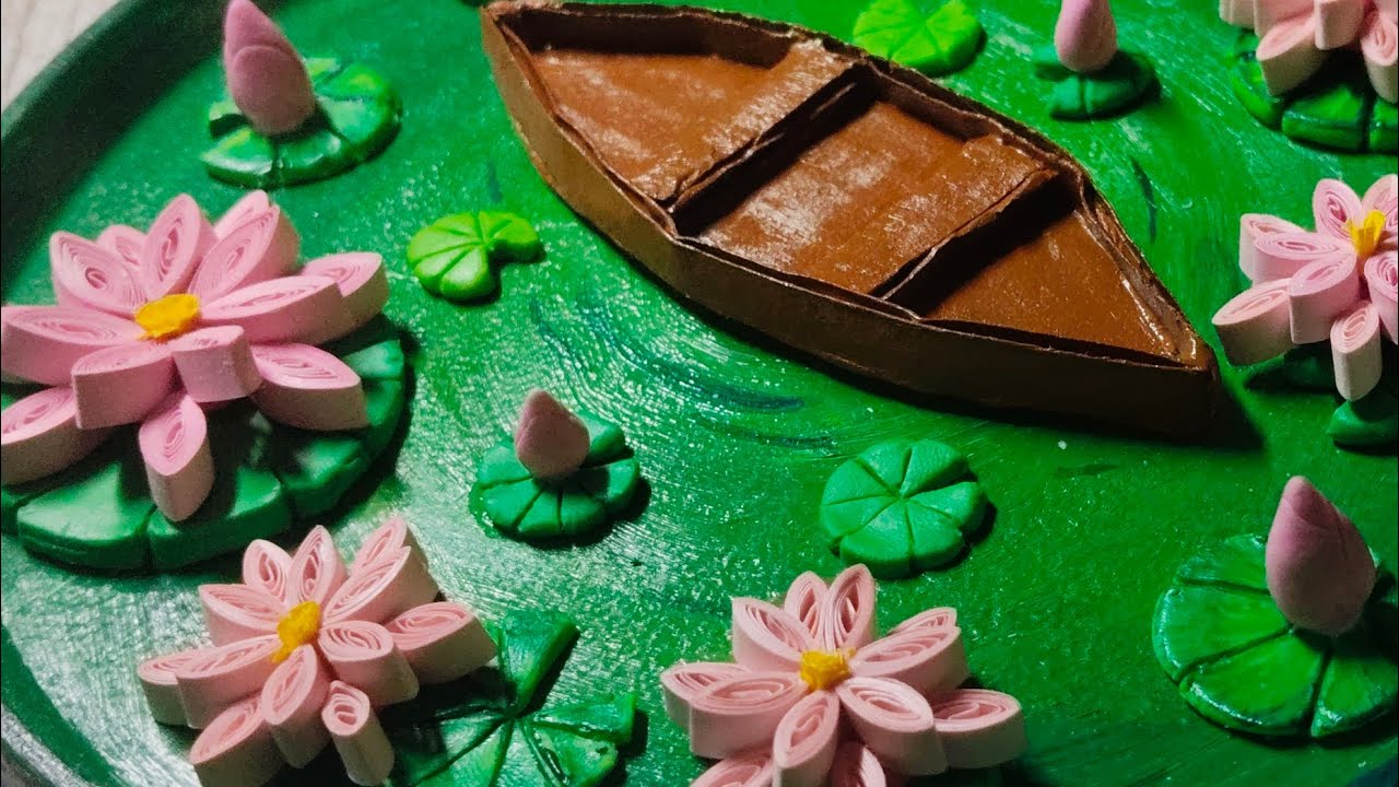 Diy Lotus pond (using quilling paper and clay) - YouTube