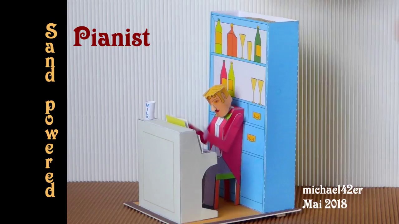 Pianist, Paper automaton, sand powered - YouTube