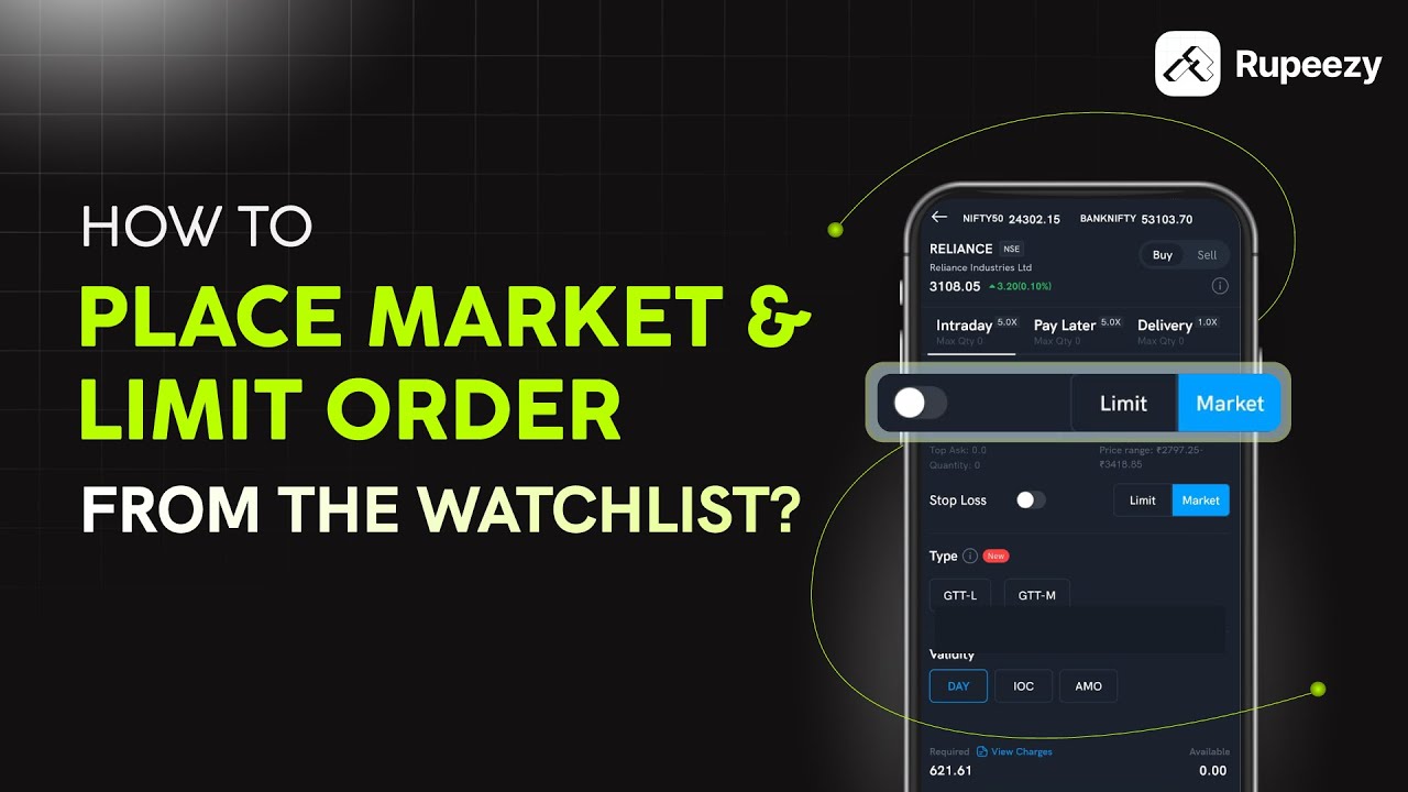 Place Market and Limit order from the Watchlist | Rupeezy Official ...