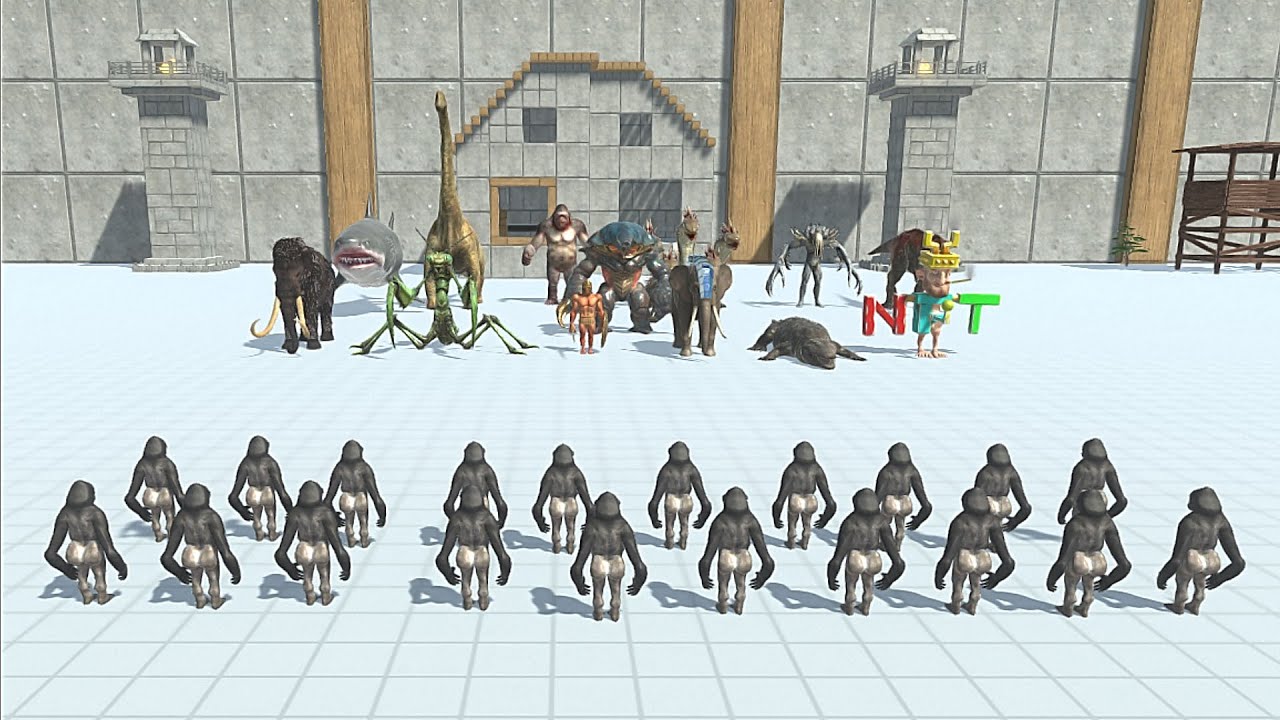 20 PROJECTILE GORILLA VS BOSSES - Animal Revolt Battle Simulator - YouTube