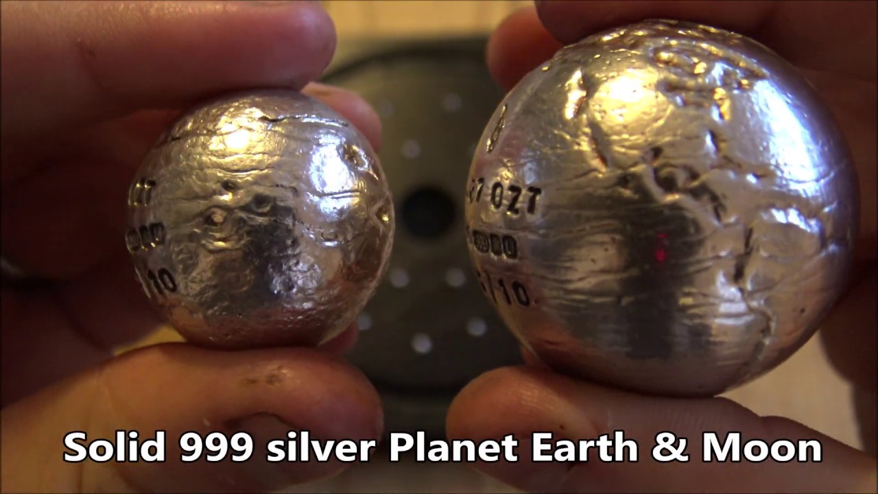 Solid Silver Spherical Earth & Orbiting Moon - Hallmarked Silver by ...