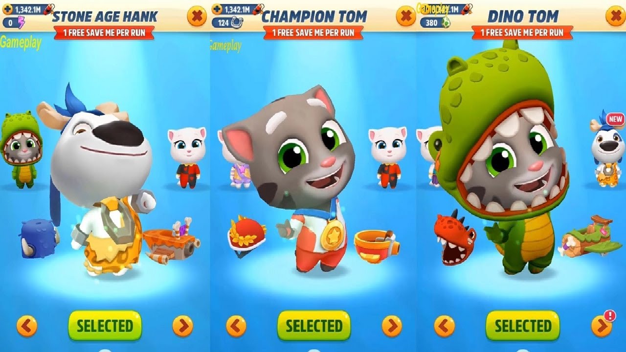 Talking Tom Gold Run New Update New Character Champion Tom VS Dino Tom ...