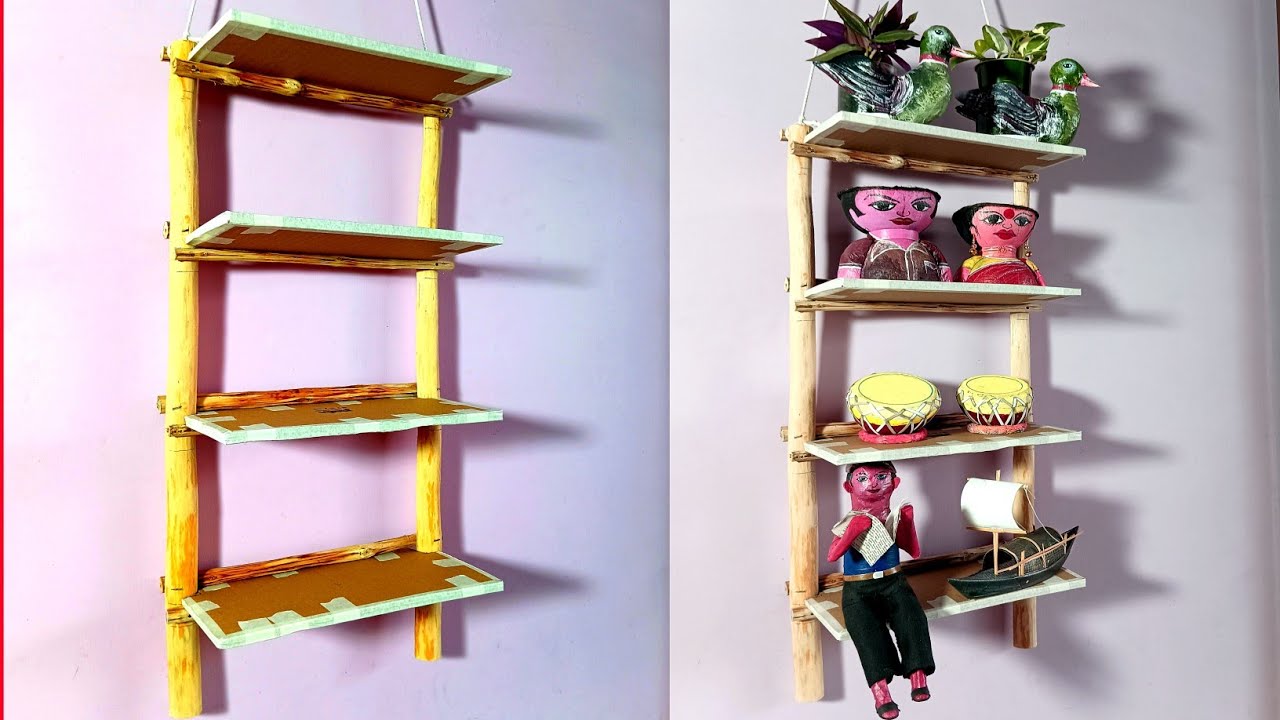 DIY | How to Make Wall Shelf | Floating Shelf | With Cardboard and Wood ...