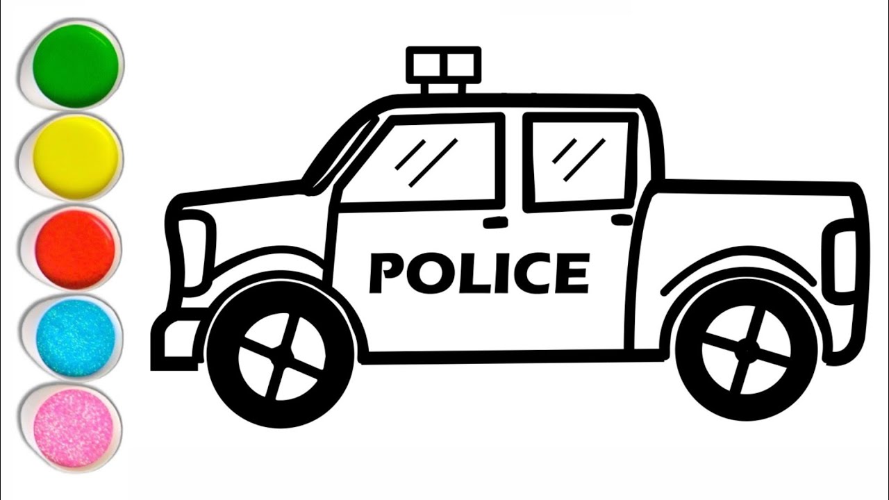 Police Car: Drawing Coloring Painting for Kids and Toddlers | Art for ...