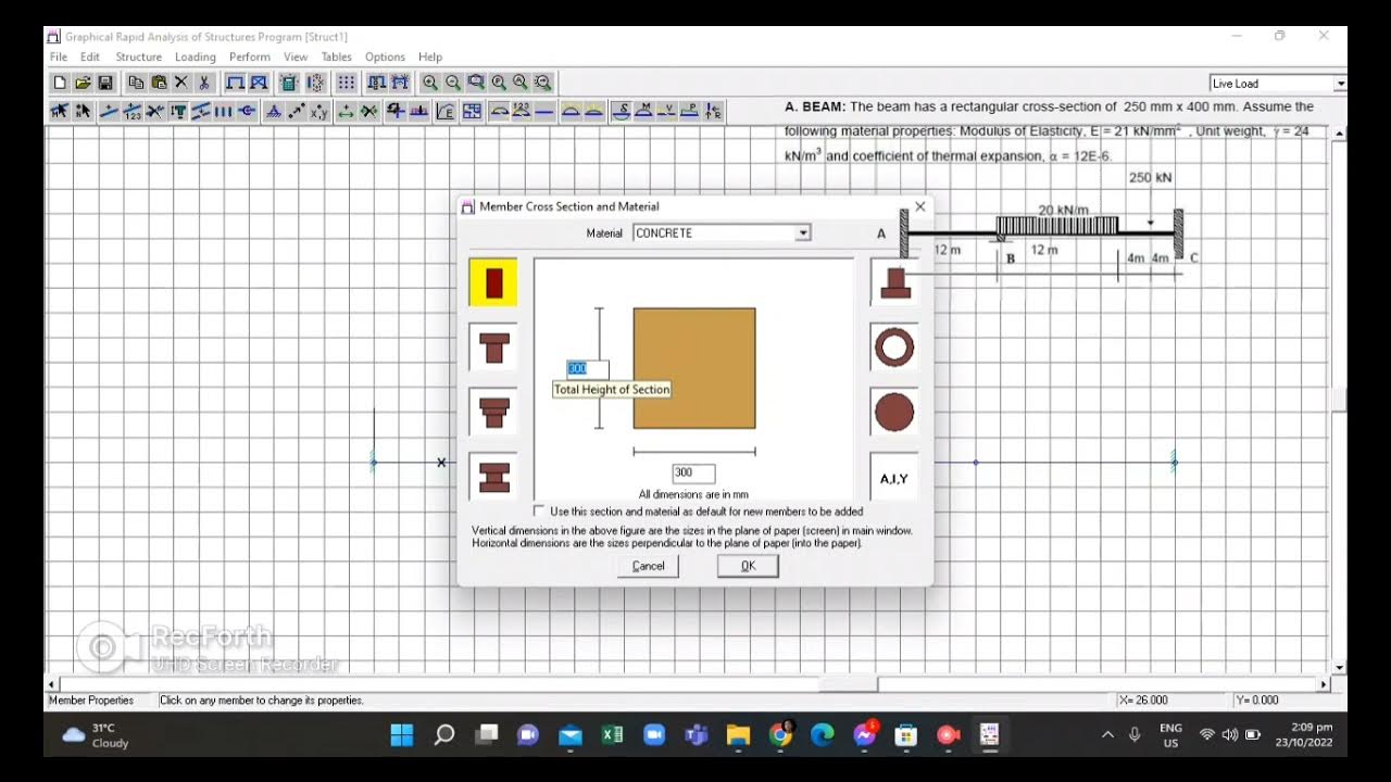 PROBLEM A - 2D STRUCTURAL ANALYSIS USING GRASP SOFTWARE - YouTube