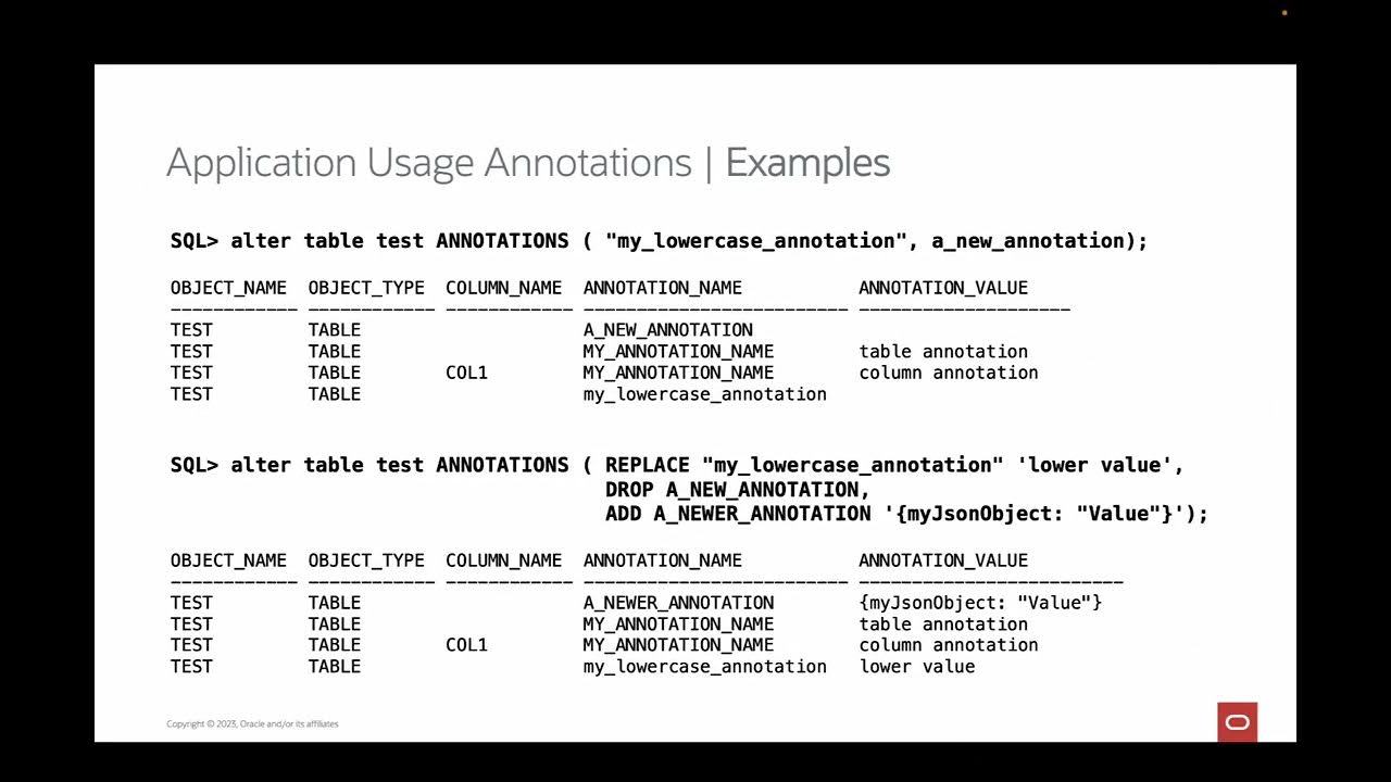Oracle Database 23c Free Developer Edition Usage Annotations Youtube