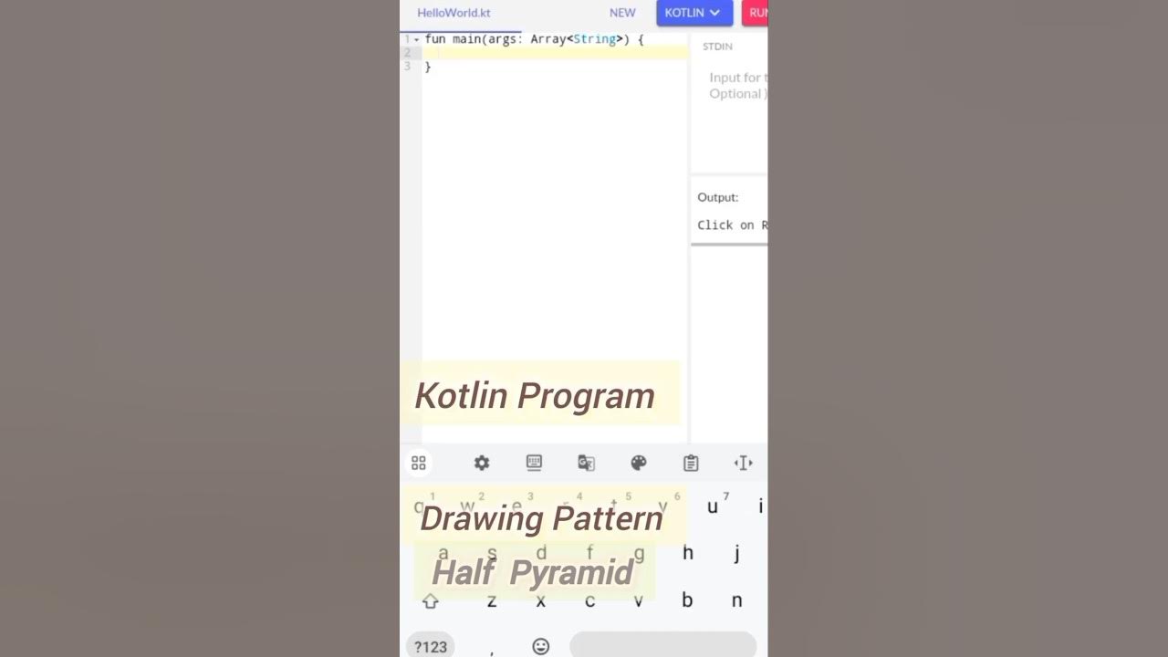 Kotlin program to draw number pyramid pattern #kotlin #short #shorts - YouTube