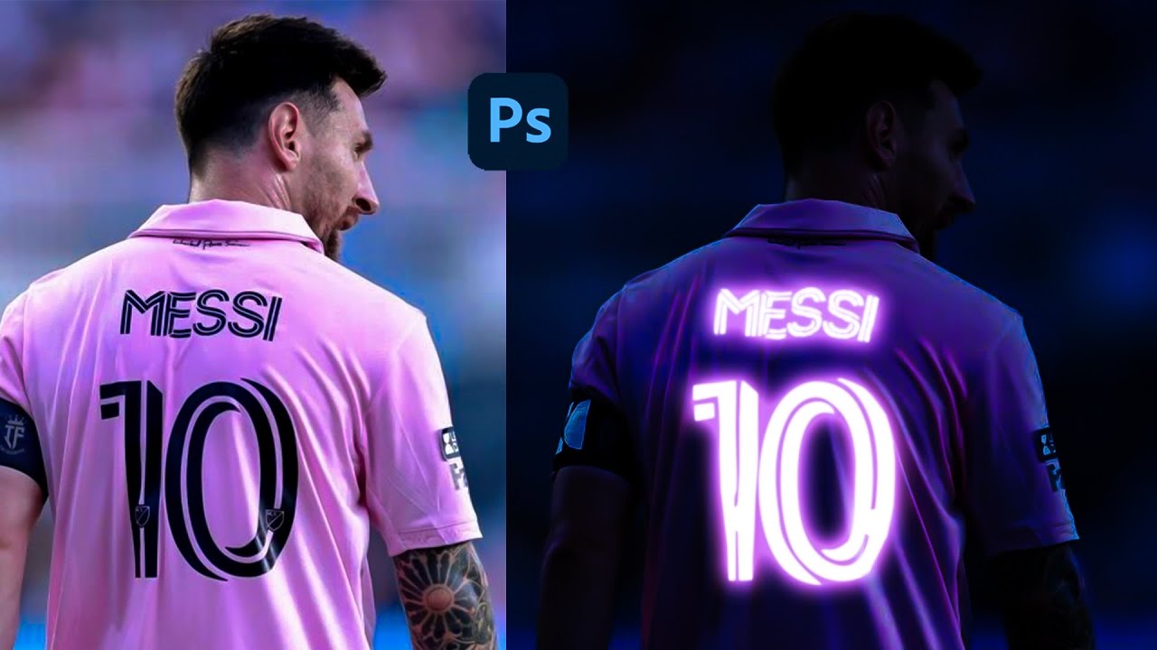 Messi Glow Effect in Photoshop - Glowing Messi Inter Miami Number 10 ...