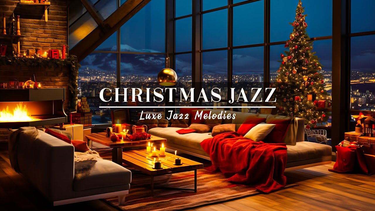 Christmas Jazz Instrumental Music in Cozy Christmas Living room with ...