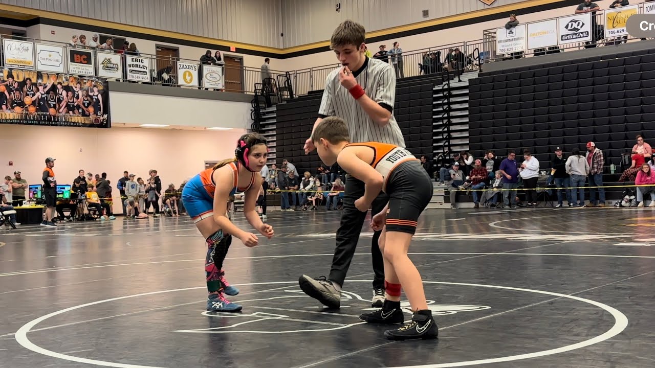 Easton Quinn 1st match at league Championship 85lbs - YouTube