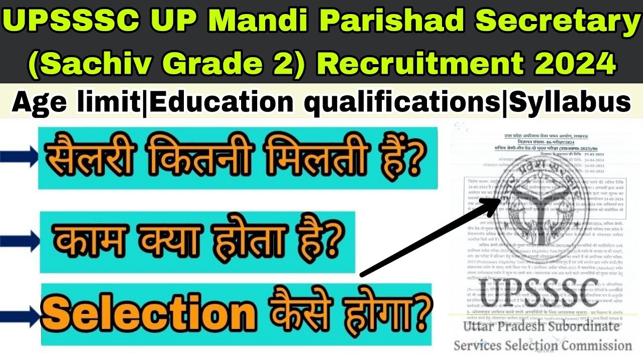 UPSSSC UP Mandi Parishad Secretary Recruitment 2024|UPSSSC Mandi ...