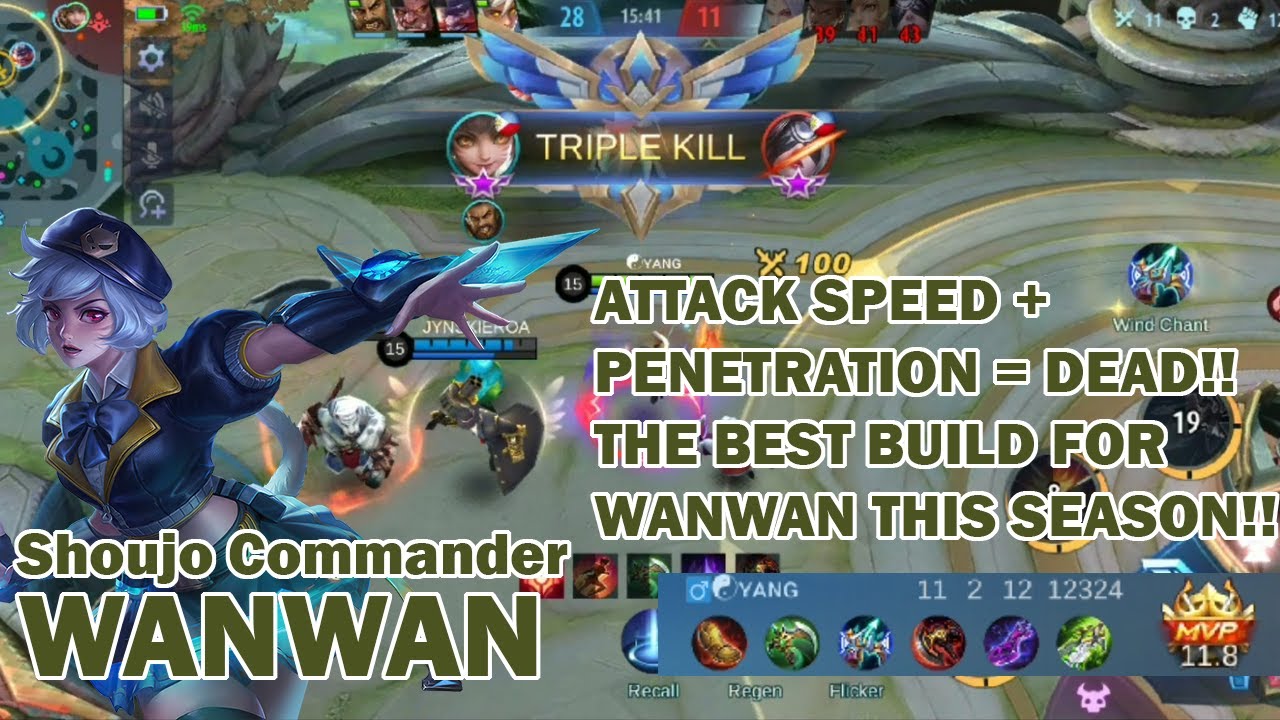 Wanwan mlbb gameplay 2021 | Season best build 2021, EZ triple kill ...