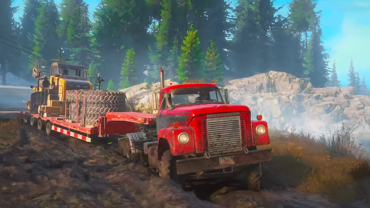 Delivering HEAVY MACHINERY Through DEEP MUD in Snowrunner - YouTube