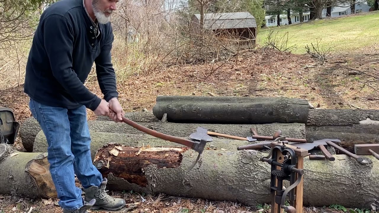 Adzes, hewing hatchets, beam augers and how to use them - YouTube