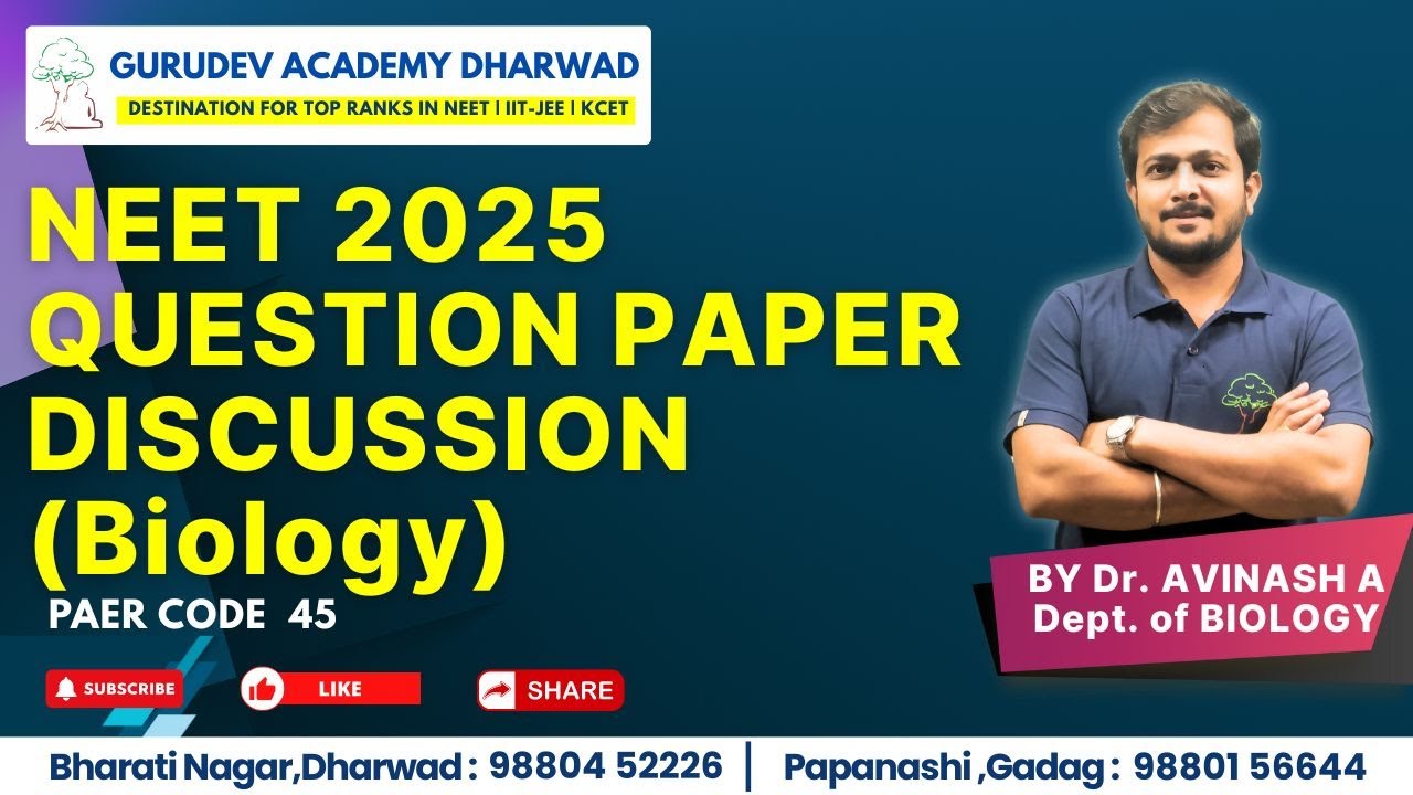 NEET 2025 Question Paper Discussion (Biology) | Paper Code 45" - YouTube