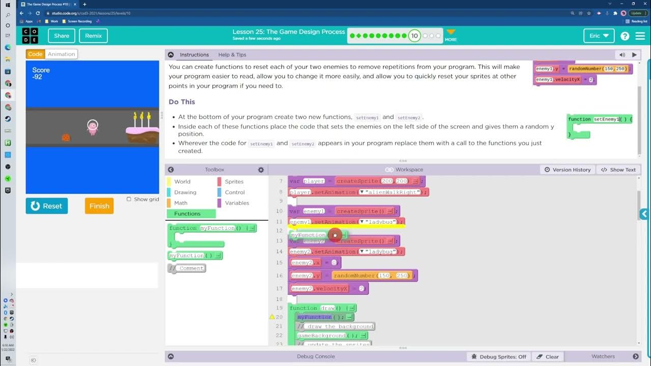 Code.org - G&A - Lesson 25.10-25.11 - YouTube