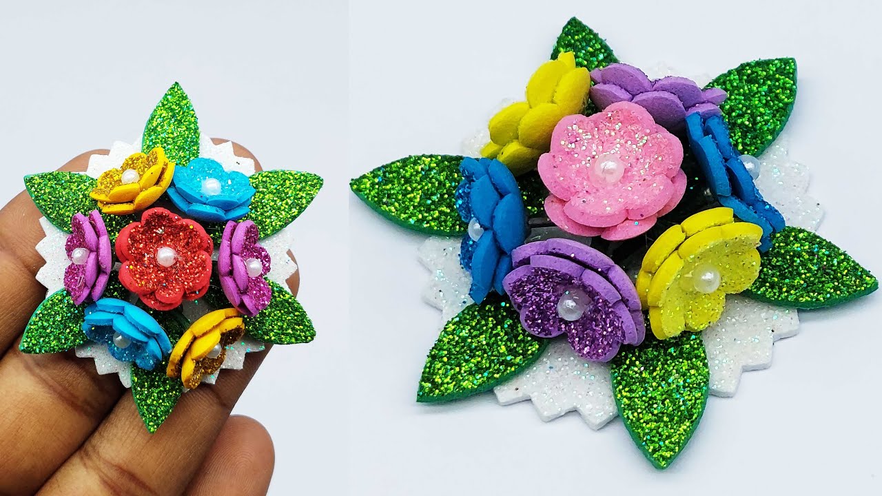 Most Beautiful Flowers From Glitter Foamiran - Miniature Foam Flower ...