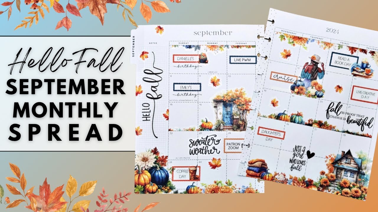 PLAN WITH ME | HELLO FALL SEPTEMBER MONTHLY SPREAD | THE HAPPY PLANNER ...