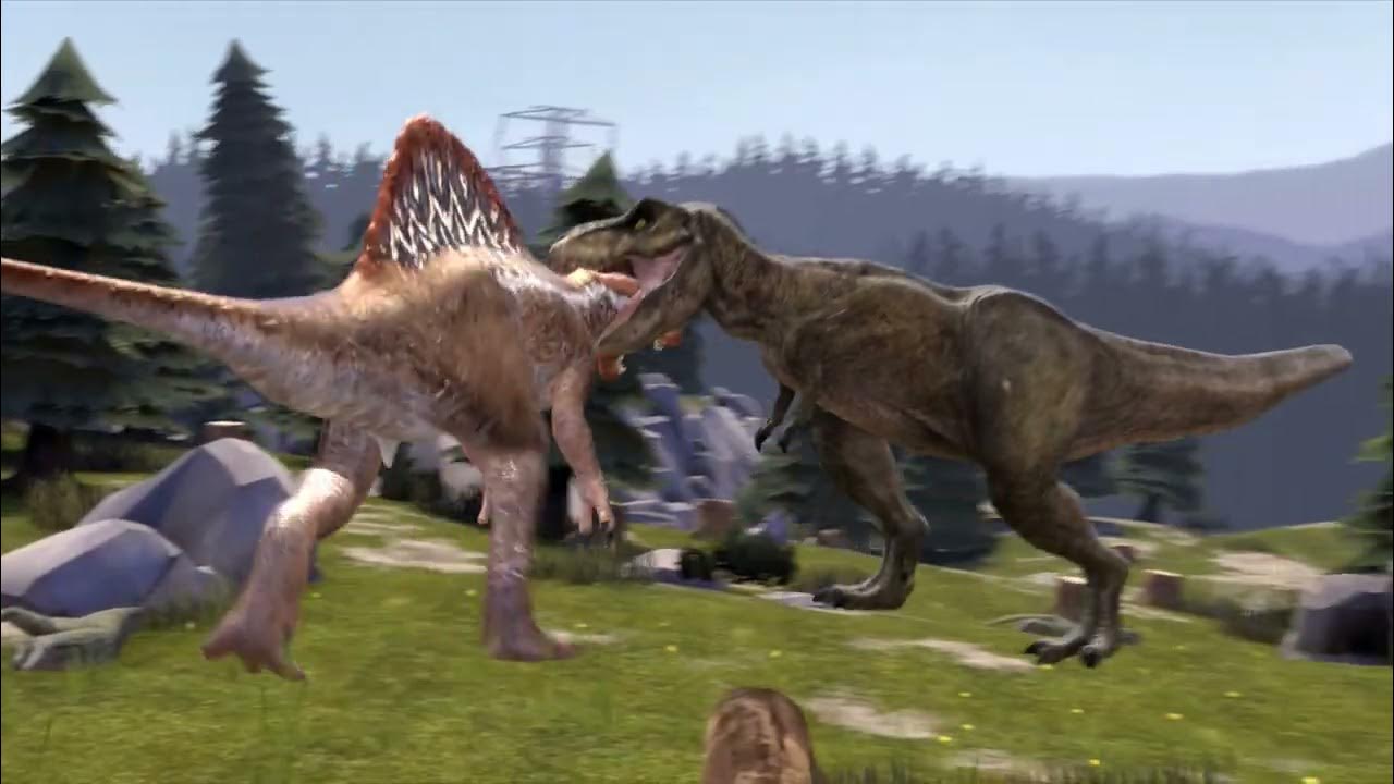 Jurassic Park 3 T-Rex vs Spinosaurus - YouTube