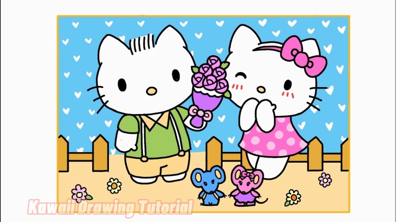 How To Draw Hello Kitty And Dear Daniel - Cara Menggambar Hello Kitty ...