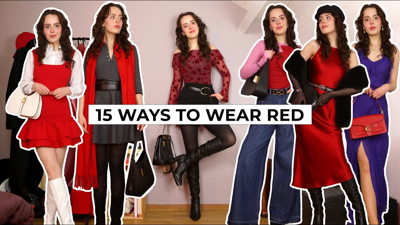 HOW TO STYLE RED | 15 red outfit ideas - YouTube