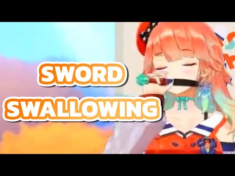 Kiara Displaying Her Sword Swallowing Skills!【Ring Fit】【hololive】