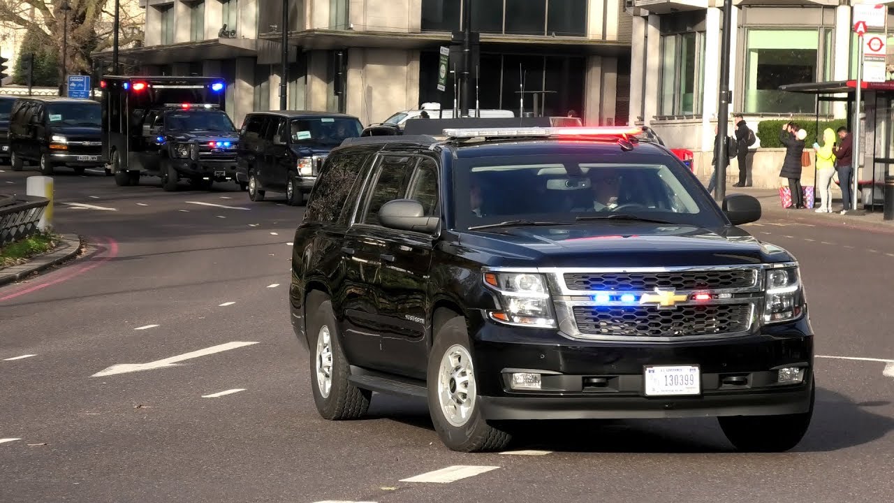 US President ENORMOUS Secret Service Motorcade in LONDON - YouTube