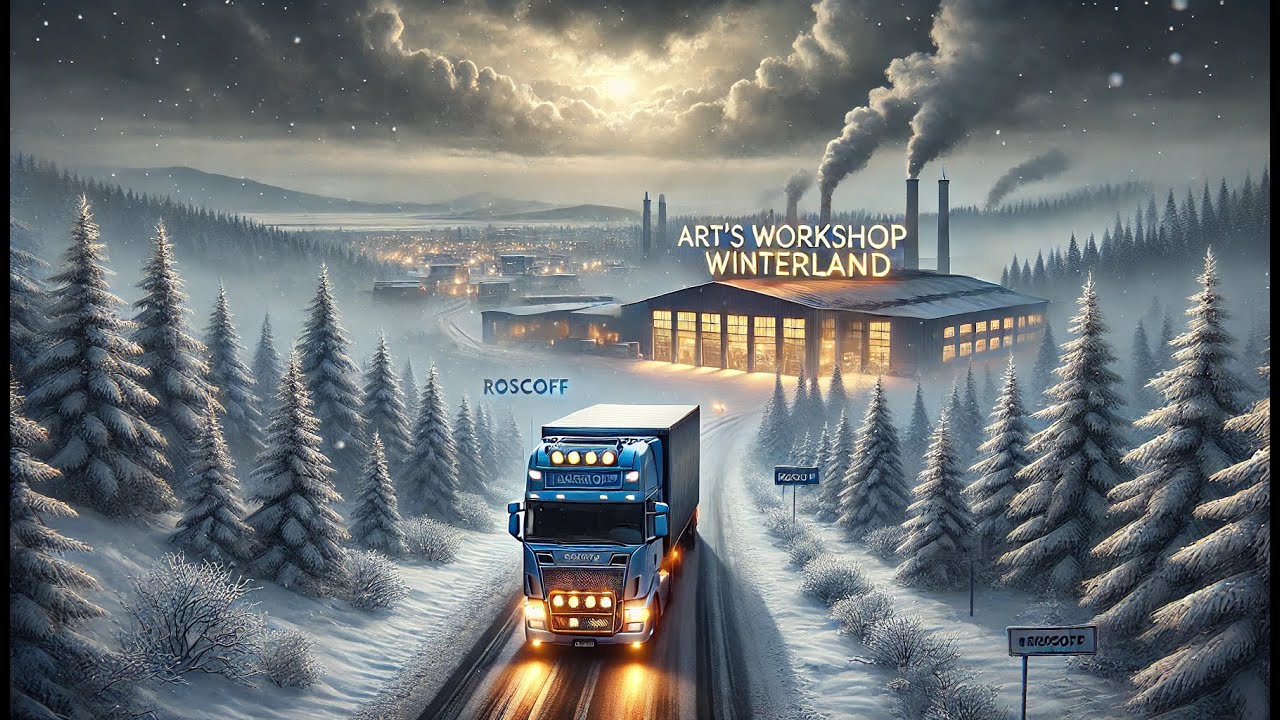 From Art's Workshop Winterland to Roscoff 🚛 ️ Winter Delivery in ETS2 ...