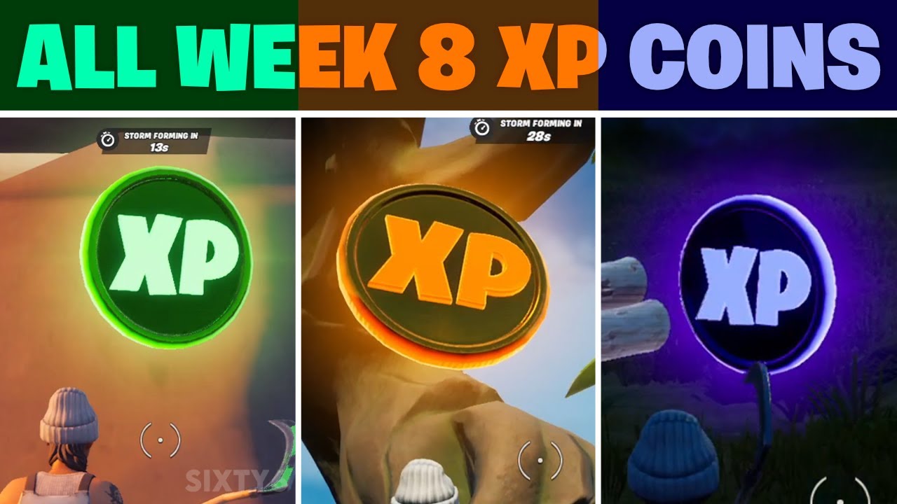 All XP Coin Locations WEEK 8! (Green, Blue, Purple & Gold) | Fortnite ...