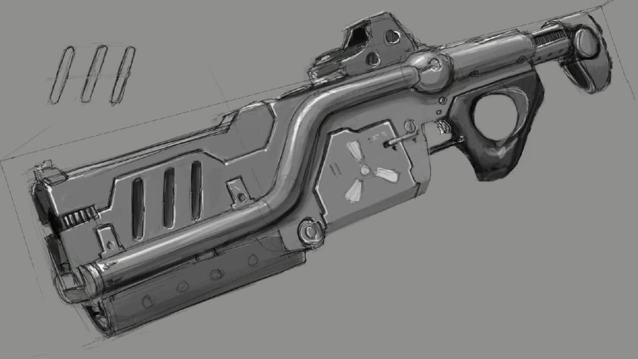Drawing a pulse rifle concept for Tremulous - YouTube