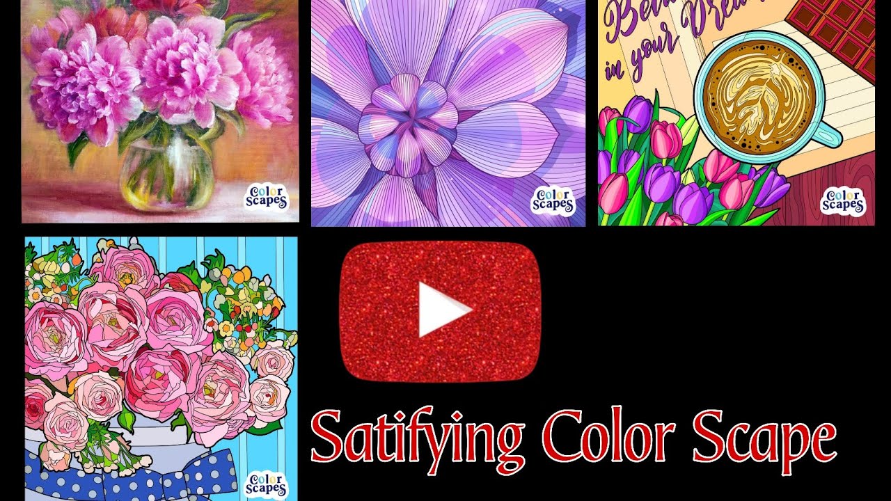 Satisfying Color Scape Flowers and butterfly #coloring #flowers # ...