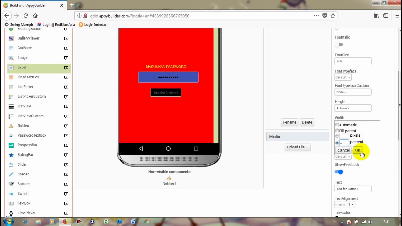 Membuat aplikasi Android menggunakan AppyBuilder, Menu Login. - YouTube