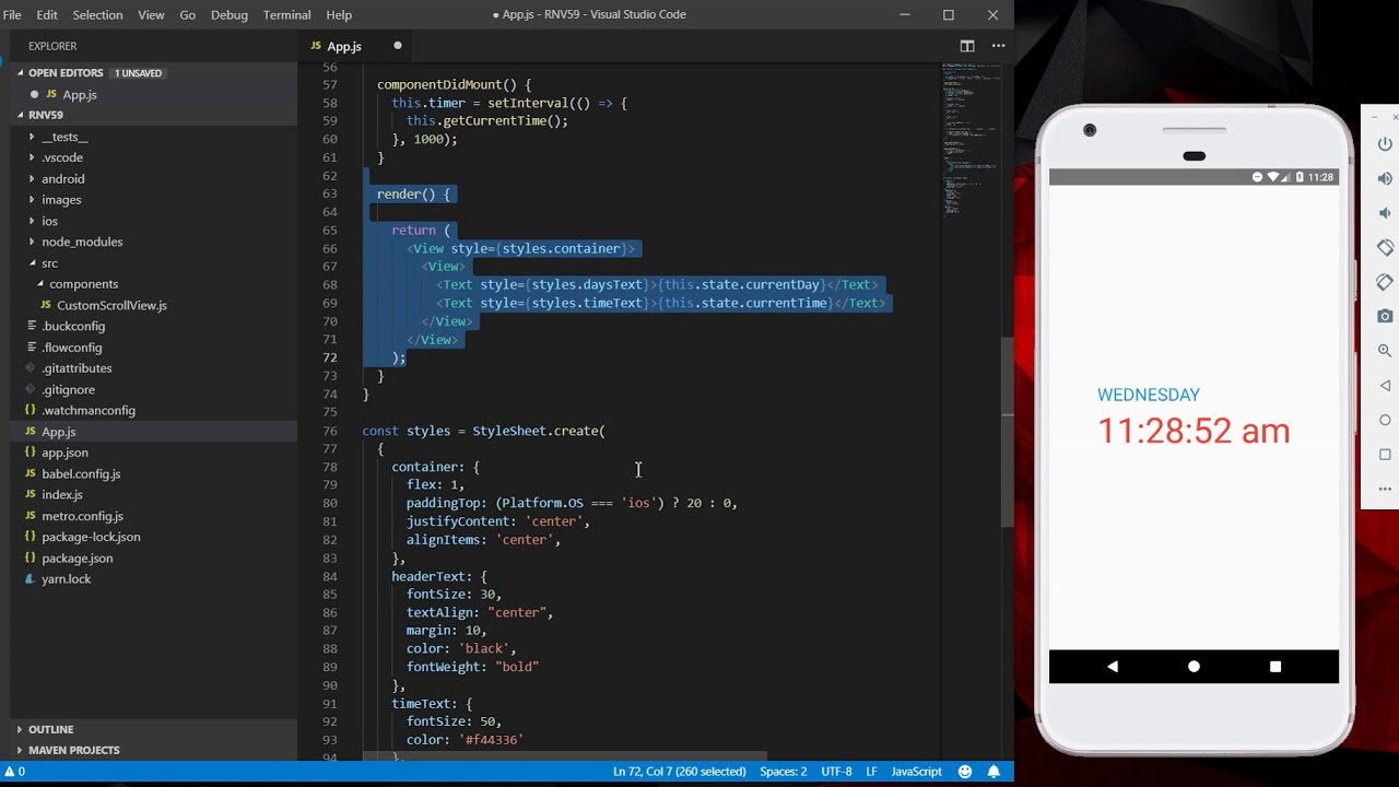 React Native Create Live Digital Clock Using Local System Time Youtube 2882