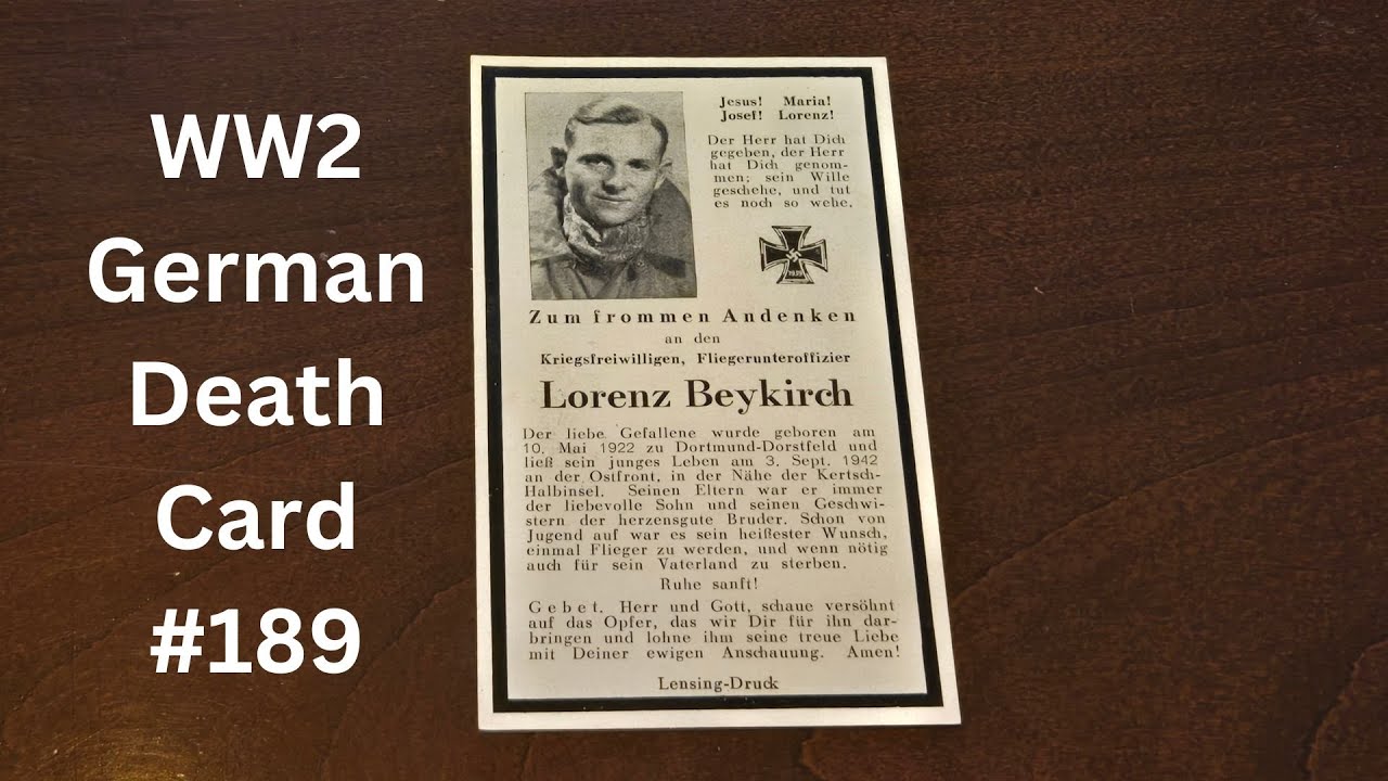 WW2 German Death Card #189 - YouTube
