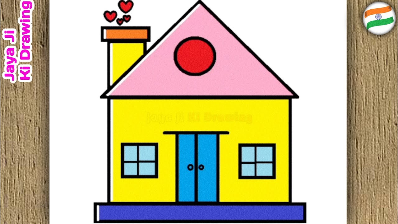 How to Draw a Cute House | Easy house drawing for kids - YouTube