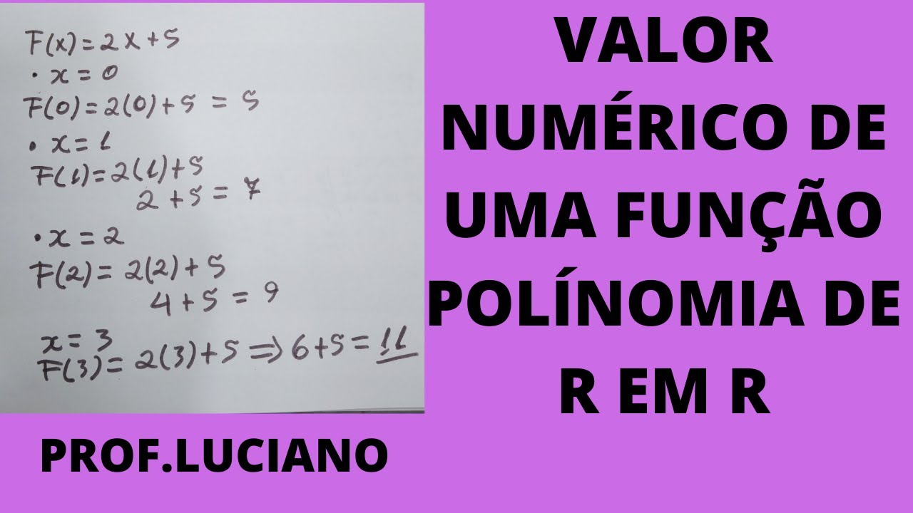 VALOR NUMÉRICO DE UMA FUNÇÃO POLINOMIAL #2 - YouTube