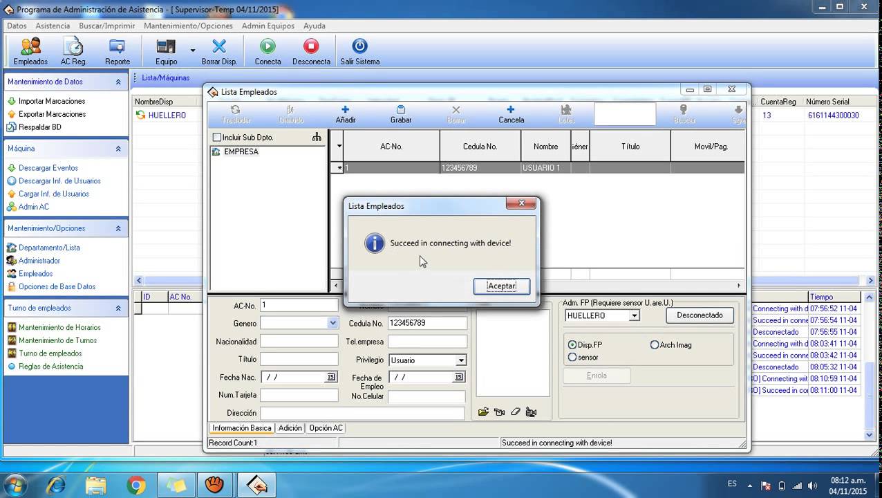 Controles de Acceso y asistencia - Creación de usuarios Attendance ...